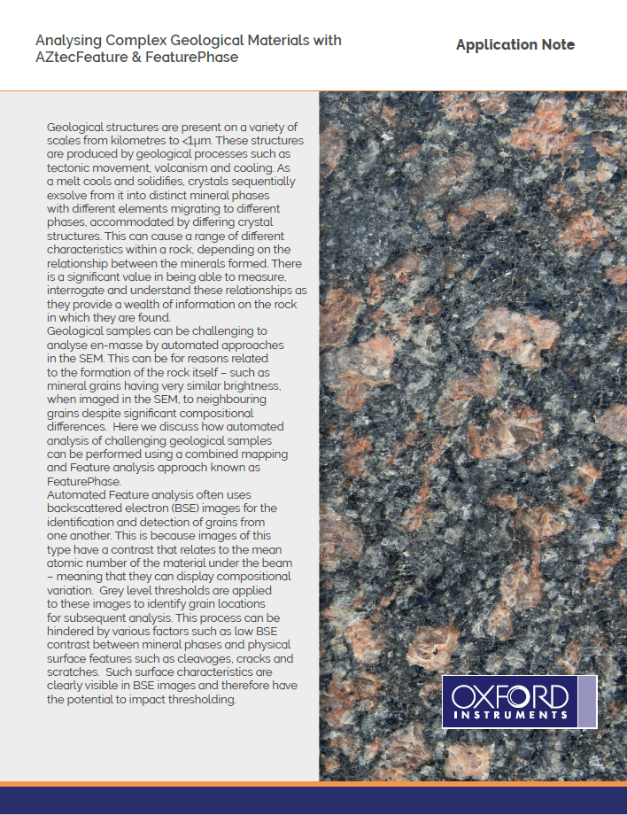 Analysing Complex Geological Materials with AZtecFeature & FeaturePhase - Nanoanalysis - Oxford ...